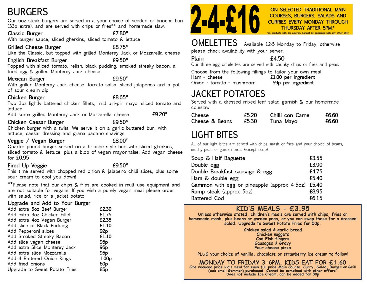 Food Menu - The Mount Pleasant