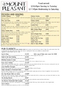 Food Menu - The Mount Pleasant