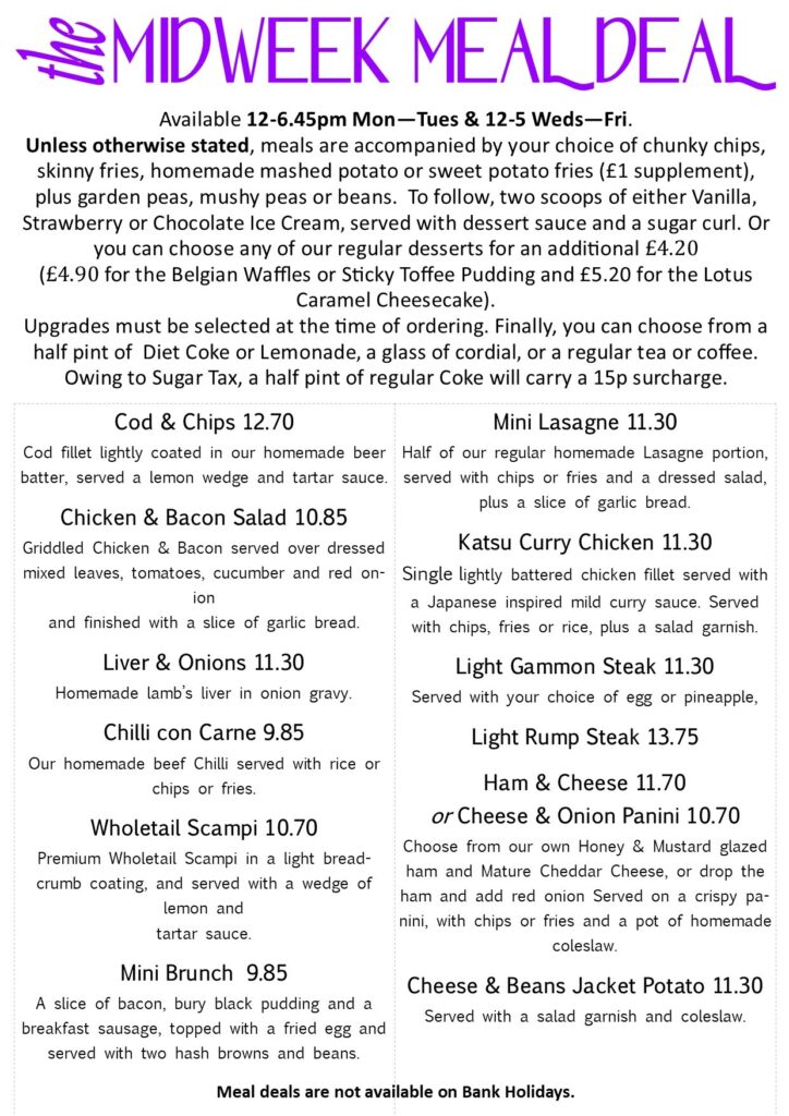 Food Menu - The Mount Pleasant