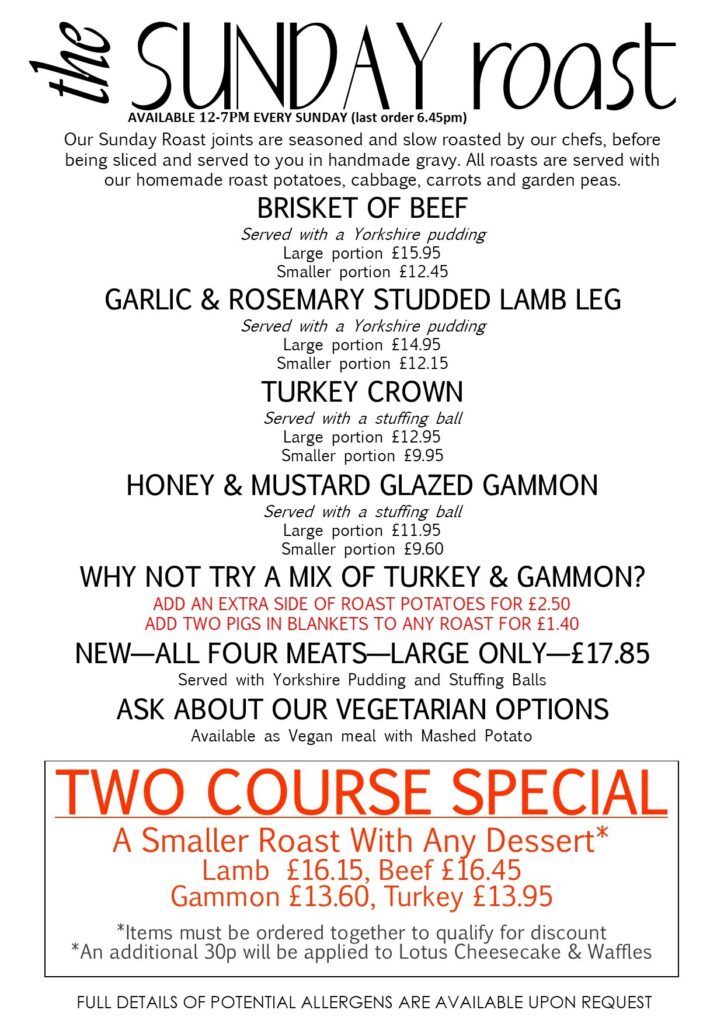 Food Menu - The Mount Pleasant
